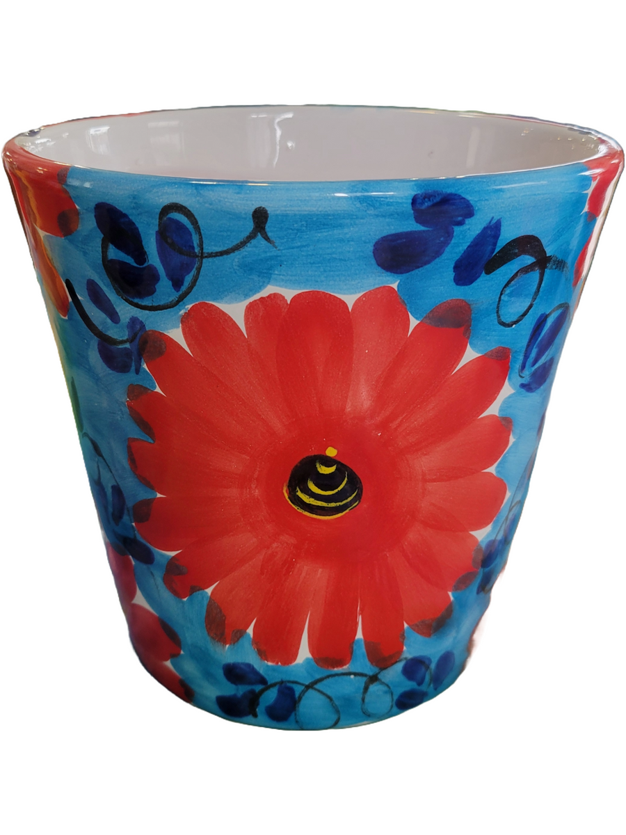Hand Painted "Mini Madrid Red Daisy" Ceramic Pots – Denchfield Nursery ...