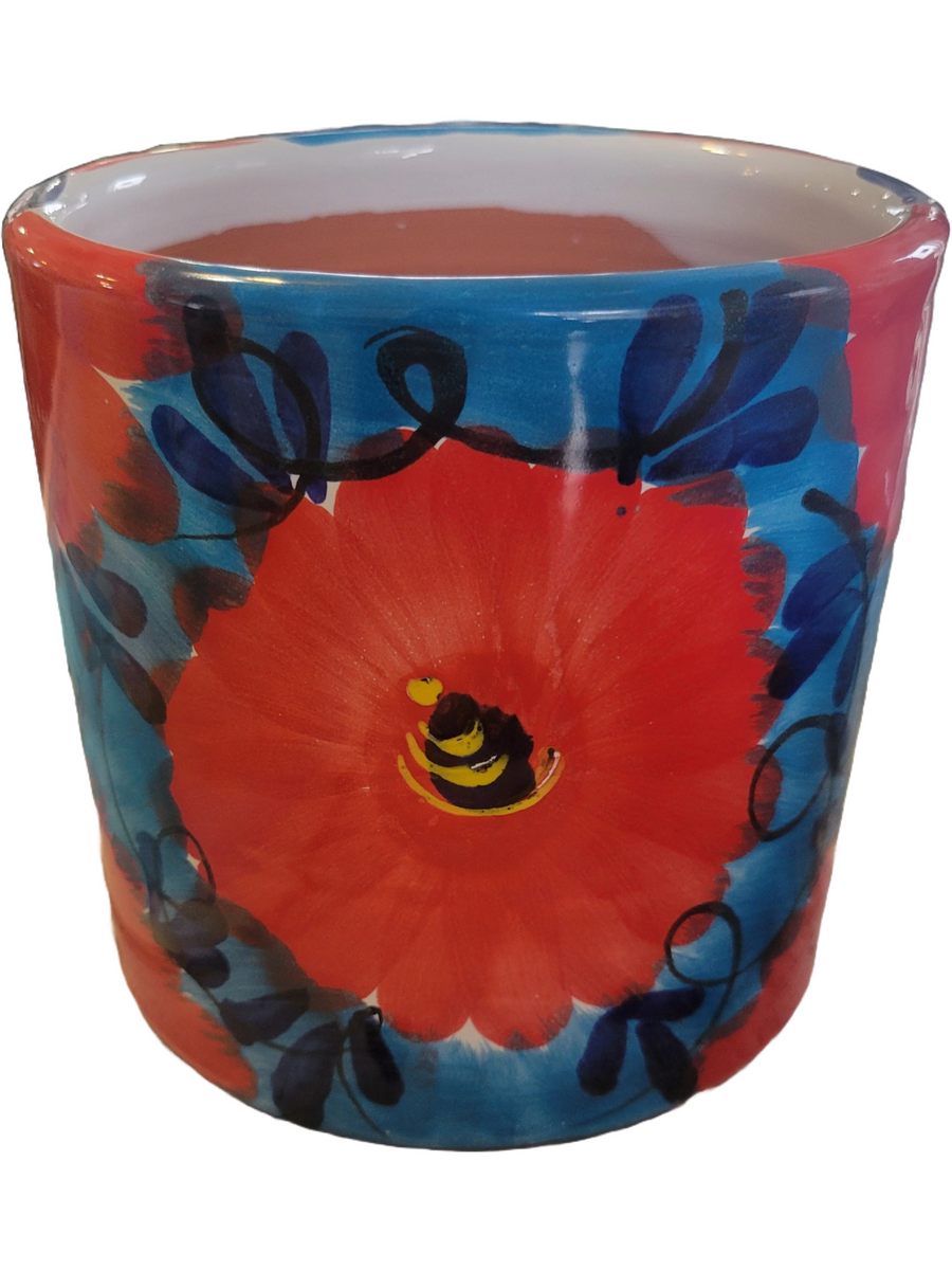 Hand Painted "Mini Madrid Red Daisy" Ceramic Pots – Denchfield Nursery ...