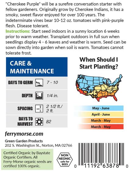 Tomato 'Cherokee Purple' Organic Seeds – Denchfield Nursery, Inc.