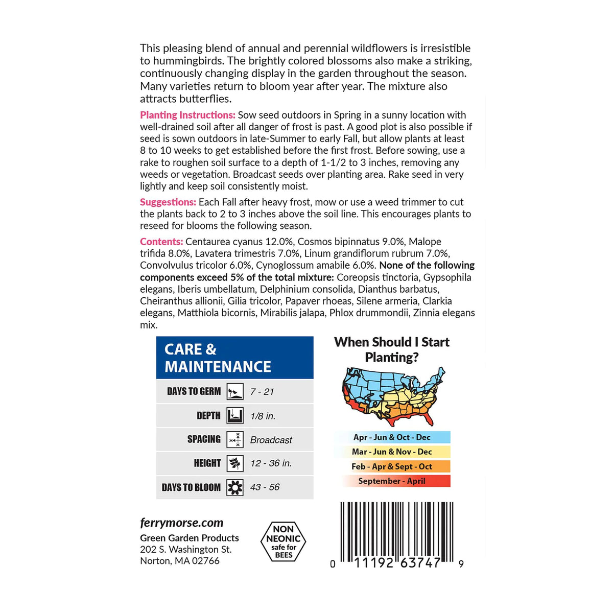 Wildflower Hummingbird Mixture Seeds – Denchfield Nursery, Inc.