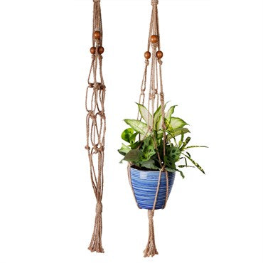 Primitive Planters® Beaded All Natural Macrame Plant Hanger ...